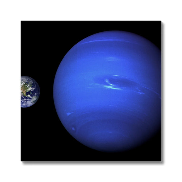 Neptune, Earth size comparison Canvas – DarkStars.co